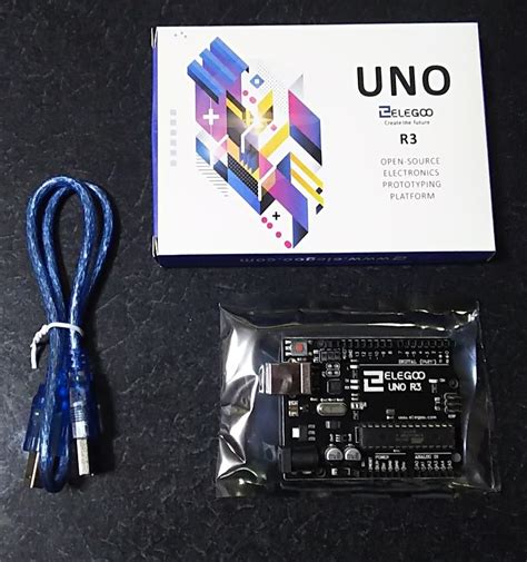 【送料込】【中古】elegoo arduino用 uno r3コントロールボード atmega328p atmega16u2 usbケーブル