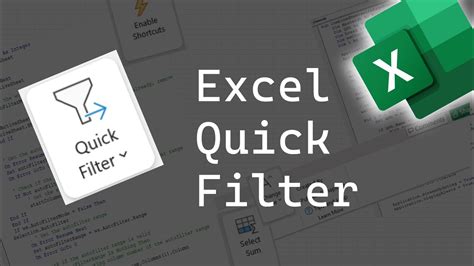 Excel Quick Filter Excel Macro Vba Addin Youtube