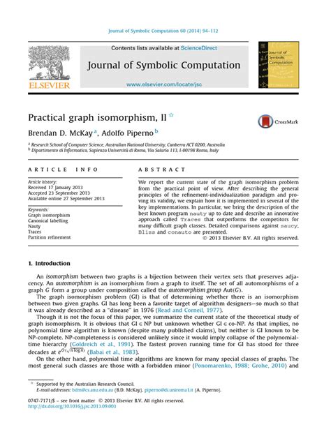 Pratical Isomorfism Problem 1 S2 0 S0747717113001193 Main Pdf Vertex Graph Theory