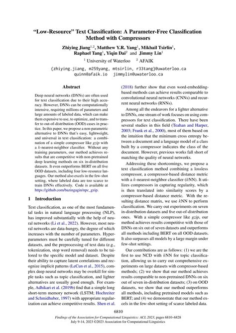 solution 3n low resource text classification a parameter free