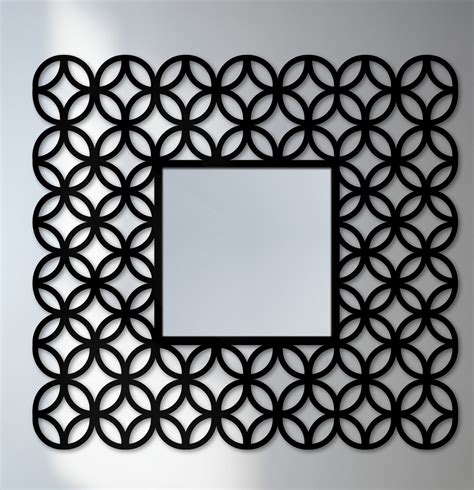 Interlocking Ring Square Floor Mirror Black Frame Myphotostation