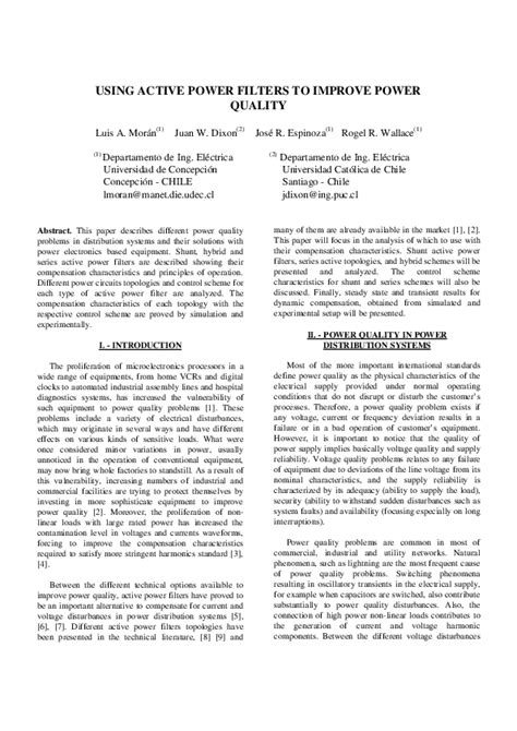 Pdf Using Active Power Filters To Improve Power Quality