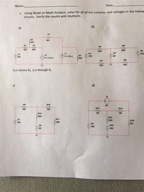 Solved Using Nodal Or Mesh Analysis Solve For All Of The Chegg