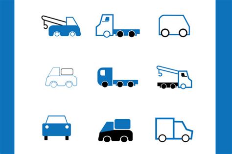 Vehicle Vector Icon Set Blue Version Graphic By Designs Pro · Creative Fabrica