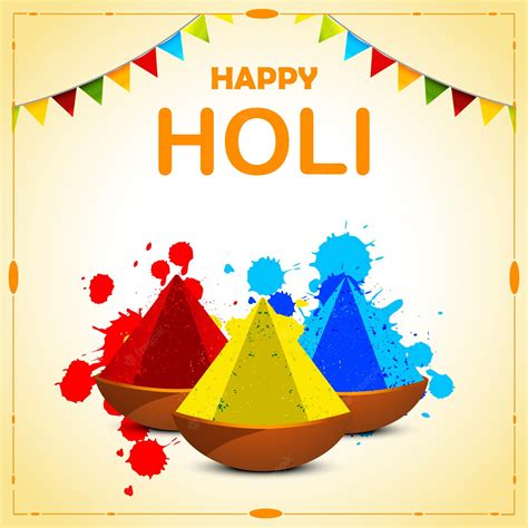 Premium Vector Holi Festival Design With Exploding Powder And Flags In Simple Background