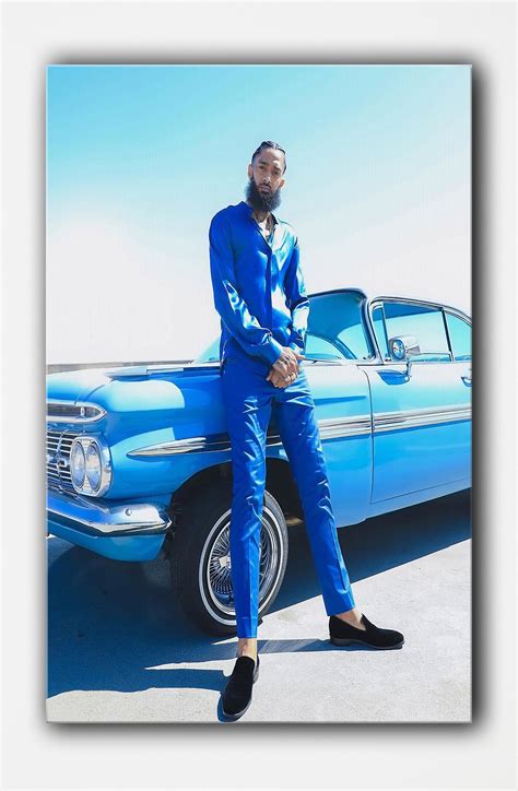 nipsey hussle art canvas nipsey hussle with his blue car nipsey