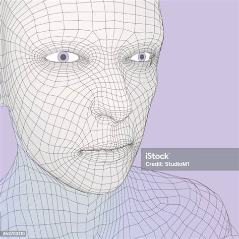 3 차원 격자에서 사람의 머리입니다 인간의 머리 모델을 연결합니다 인간의 다각형 머리입니다 얼굴 검색입니다 인간의 머리의