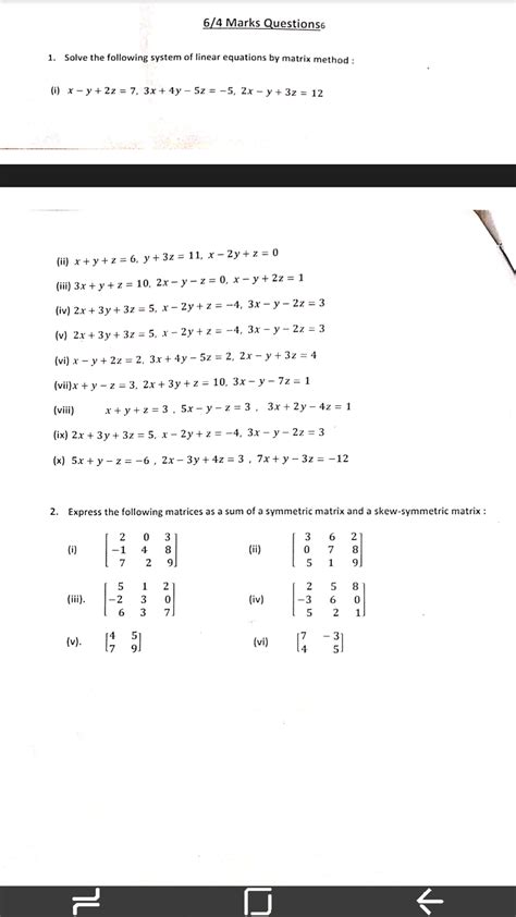 1 Solve The Following System Of Linear Equations By Matrix Method I
