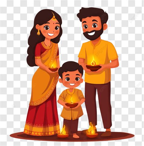 조명이 켜진 디야와 인도 전통 의상을 입고 디왈리 축제를 즐기는 가족 가족 디왈리 전통 의상 인도 축제 Png 일러스트 및 이미지 에 대한 무료 다운로드 Pngtree