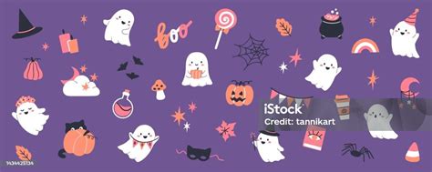 유령 호박 박쥐 및 기타 전통 장식이있는 할로윈 일러스트 컬렉션 벡터 배너 디자인 10월에 대한 스톡 벡터 아트 및 기타 이미지 10월 거미 거미줄 Istock