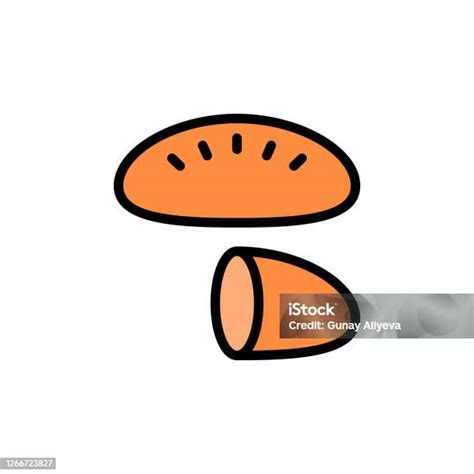 고구마 아이콘 Ui 와 Ux 웹 사이트 또는 모바일 응용 프로그램에 대한 채식 음식 아이콘의 윤곽 벡터 요소와 간단한 색상 개념에 대한 스톡 벡터 아트 및 기타 이미지
