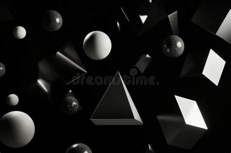 A Minimalist 3d Wallpaper With Geometric Shapes Like Spheres Pyramids And Cubes Illuminated