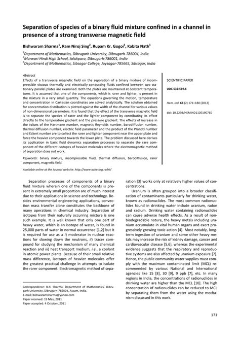 Pdf Separation Of Species Of A Binary Fluid Mixture Confined In A