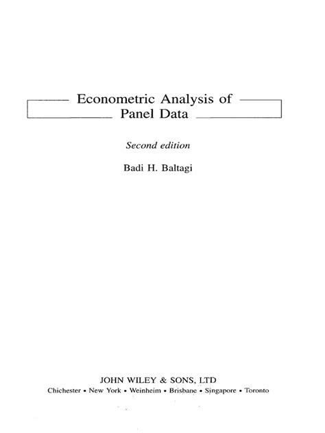 Econometric Analysis Of Panel Data 46ld72a5p1 Pdf Fixed Effects Model Econometrics