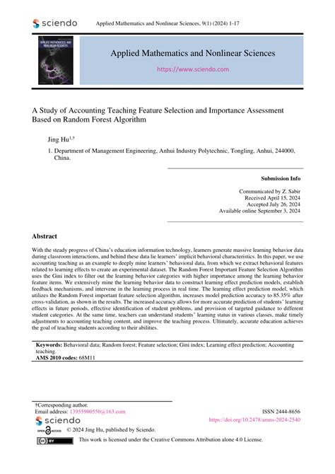 Pdf A Study Of Accounting Teaching Feature Selection And Importance Pdf A Study Of Accounting Teaching Feature Selection And Importance