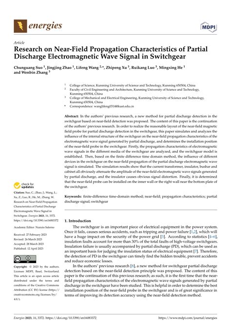 Pdf Research On Near Field Propagation Characteristics Of Partial Discharge Electromagnetic