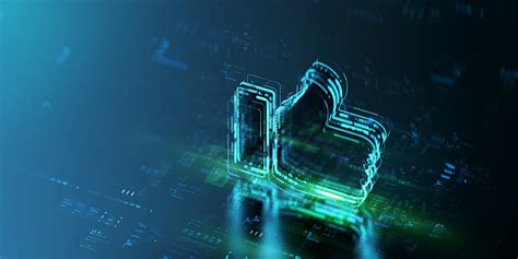 미래 기술 배경에 아이콘 홀로그램과 같은 디지털 생산성 및 등급 진화 기술 진보와 혁신의 세계에서 미래 지향적인 엄지손가락을 치켜세웁니다 Cgi 3d 렌더링 고급에 대한