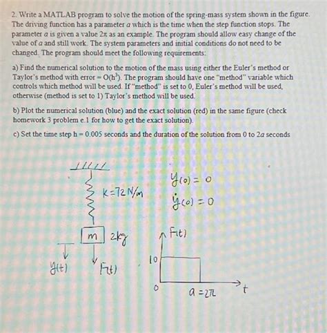 Solved Write A MATLAB Program To Solve The Motion Of The Chegg