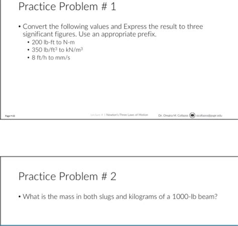 practice problem 1 convert the following values and express the result