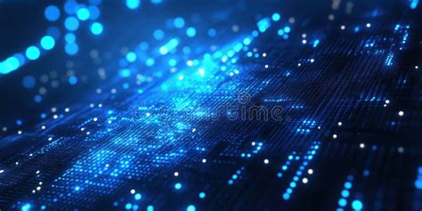 Abstract Digital Technology Background With Glowing Blue Data Points And Lines Stock Image
