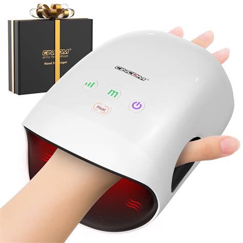CINCOM Cordless Hand Massager with Heat and Compression for Arthritis and Carpal Tunnel, White ...