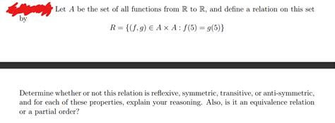 Solved Let A Be The Set Of All Functions From R To R And Chegg