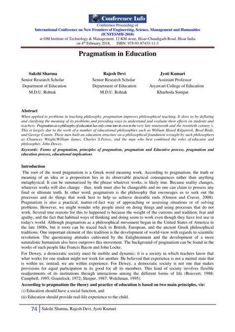 PDF Pragmatism In Education