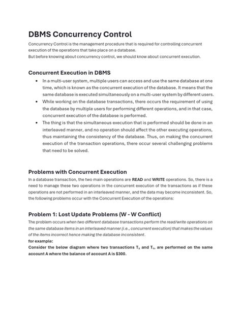 Dbms Concurrency Control Pdf Database Transaction Databases
