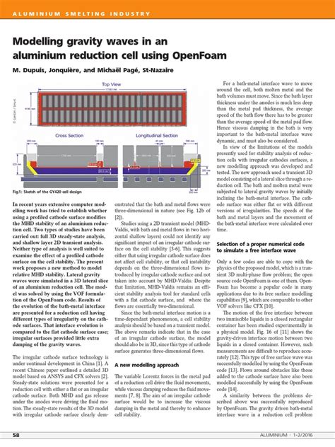 Modeling Gravity Waves Aluminium Reduction Cells With Openfoam Pdf Cathode