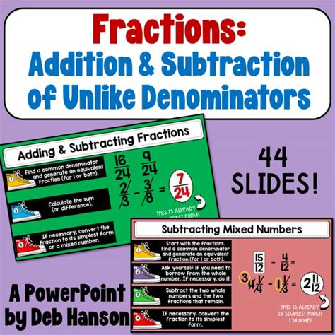Adding And Subtracting Fractions And Mixed Numbers Powerpoint Lesson