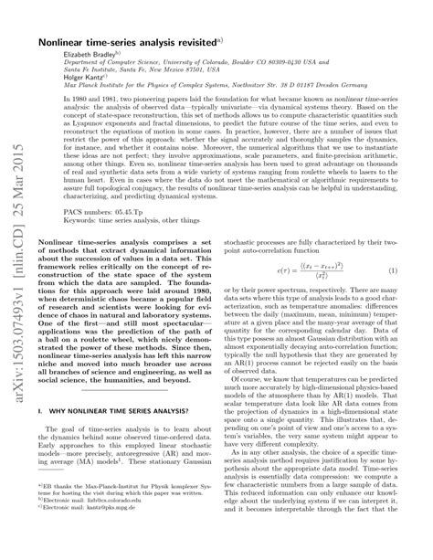 Pdf Nonlinear Time Series Analysis Revisited
