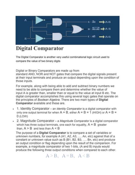 Magnitude Comparator Diploma In Electronicspptx Ppt