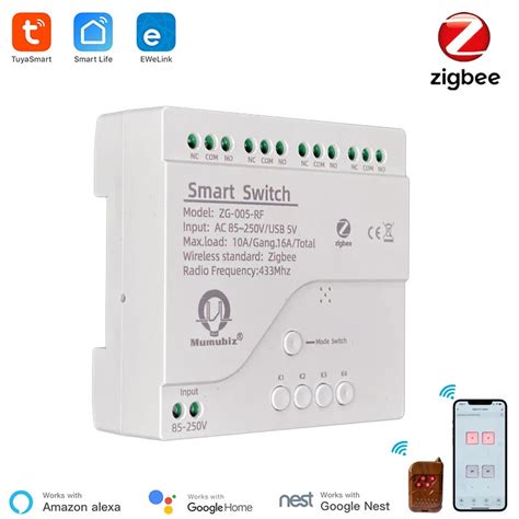 Tuya Smart Zigbee V Switch Channel With Ding Rail Housing Work With Ewelink Alexa Patible