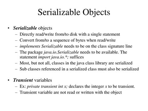 Ppt Serializable Objects Powerpoint Presentation Free Download Id4255940