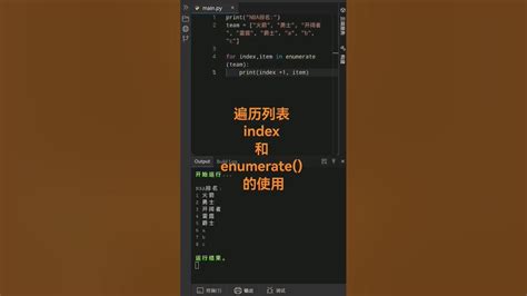 python教学 基础代码 遍历列表 index 和 enumerate 的使用 youtube