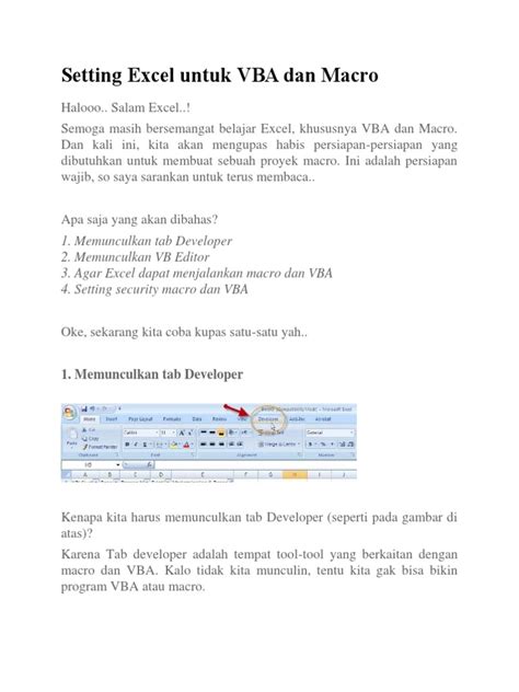 Setting Excel Untuk Vba Dan Macro Pdf
