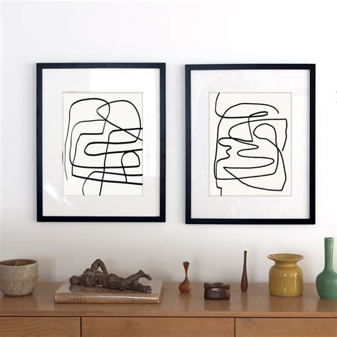 Minimalist Wall Art Set Of 2 Mid Century Modern Wall Art 2 Piece Wall