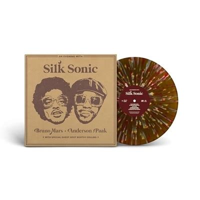 An Evening With Silk Sonic Gold White Red Splatter Vinyl Bruno Mars