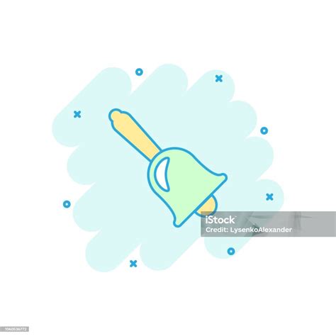 벡터 만화 스타일에서 만화 벨 알람 아이콘입니다 벨 징 글 개념 그림 그림 공 사업 스플래시 효과 개념입니다 경계 표지에 대한