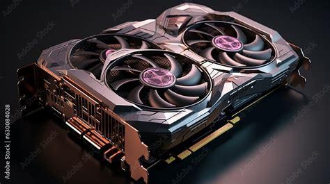 Graphics Card Modern Gaming Gpu Graphics Processing Unit Isolated On White Stock Illustration
