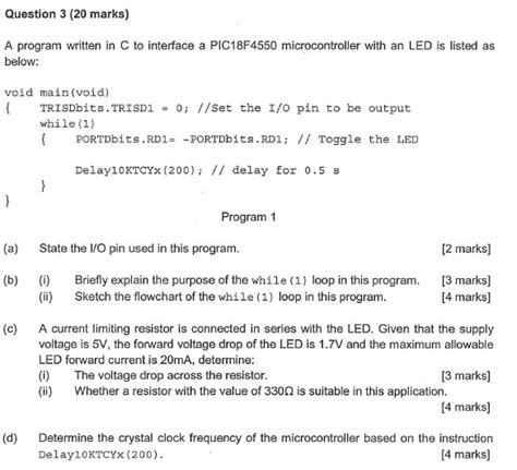 Solved Question 3 20 Marks A Program Written In C To