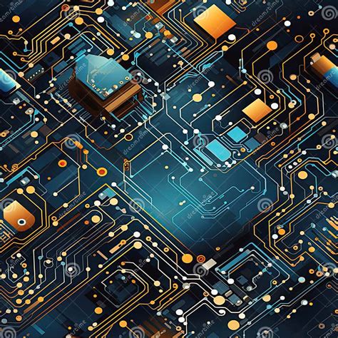 Seamless Pattern Of A Microchip Circuit With Digital Electronic Technologies For The Motherboard