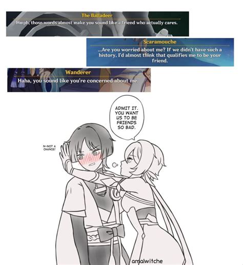 Scaramouche and Lumine Enemies to Lovers Fond d écran simple Sarcasme drôle
