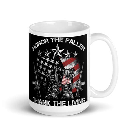 Honor The Fallen Thank The Living Option 4 White Glossy Mug Meachs