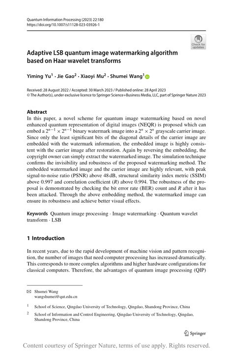 adaptive lsb quantum image watermarking algorithm based on haar wavelet