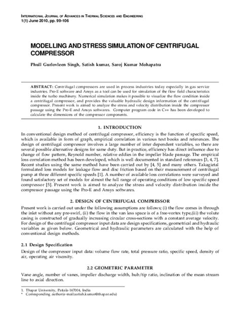 Pdf Modelling And Stress Simulation Of Centrifugal Compressor