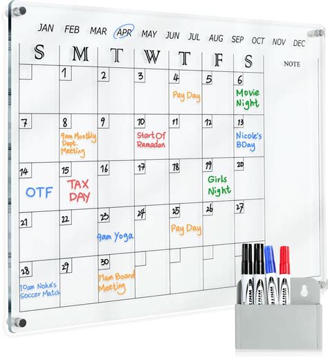 Makello Clear Whiteboard Calendar Acrylic Monthly Planner Whiteboard