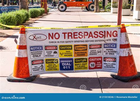 Warning No Trespassing Sign At The Mexican American Border Editorial Photo