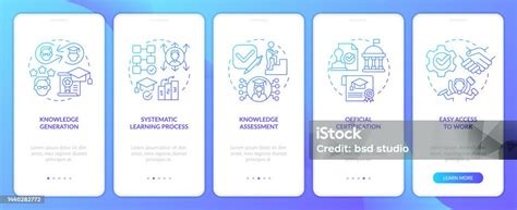Advantages Of Formal Education Blue Gradient Onboarding Mobile App Screen Stock Illustration