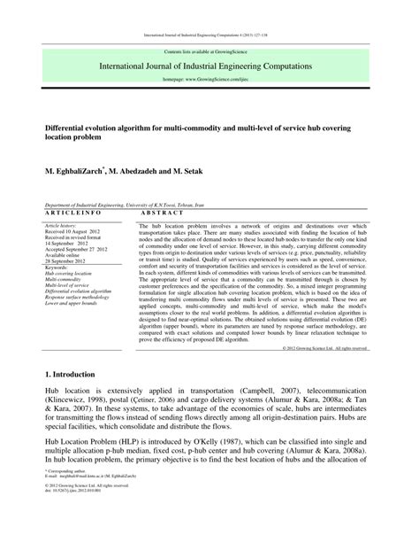 Pdf Differential Evolution Algorithm For Multi Commodity And Multi